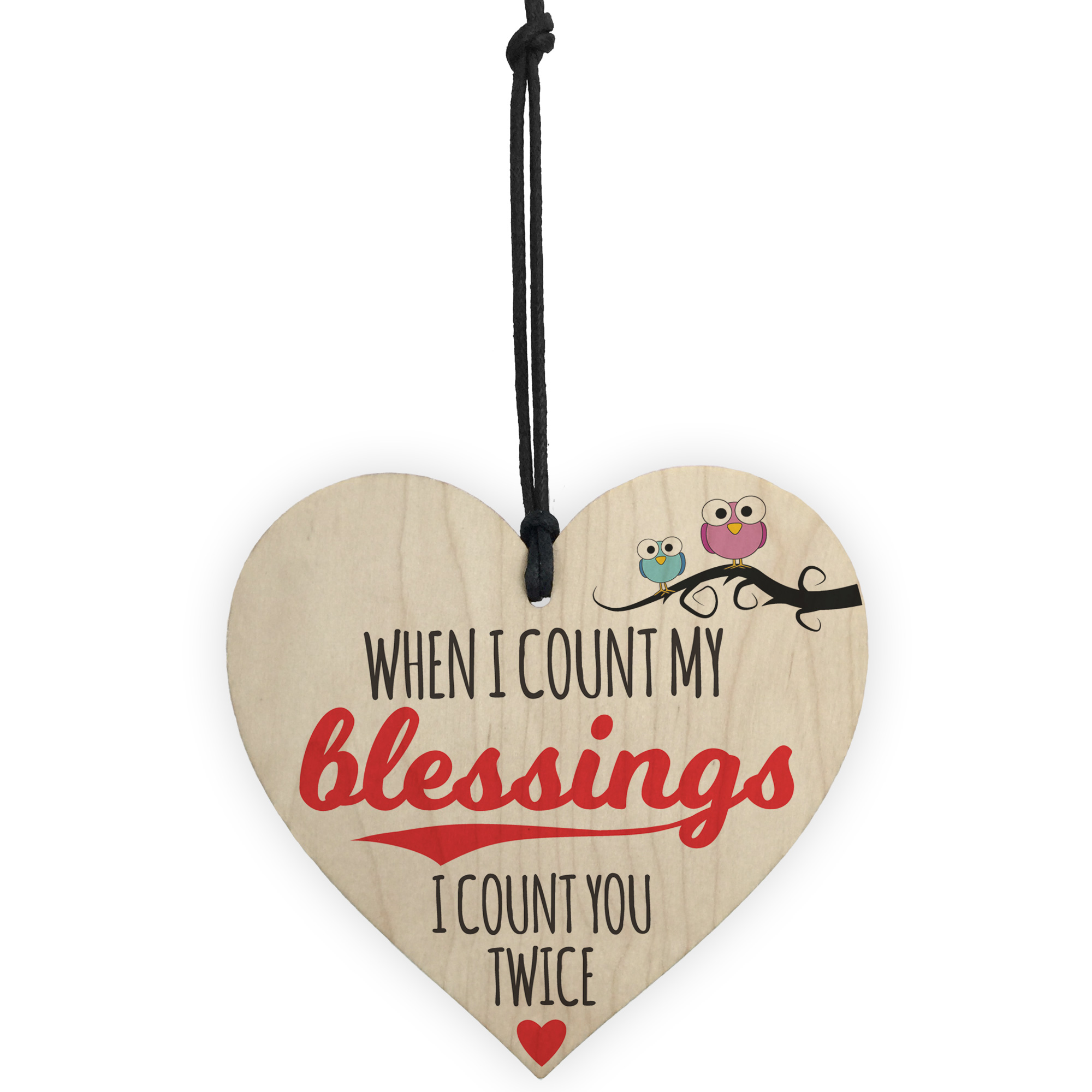 Blessings Count You Twice Wooden Hanging Heart Plaque
