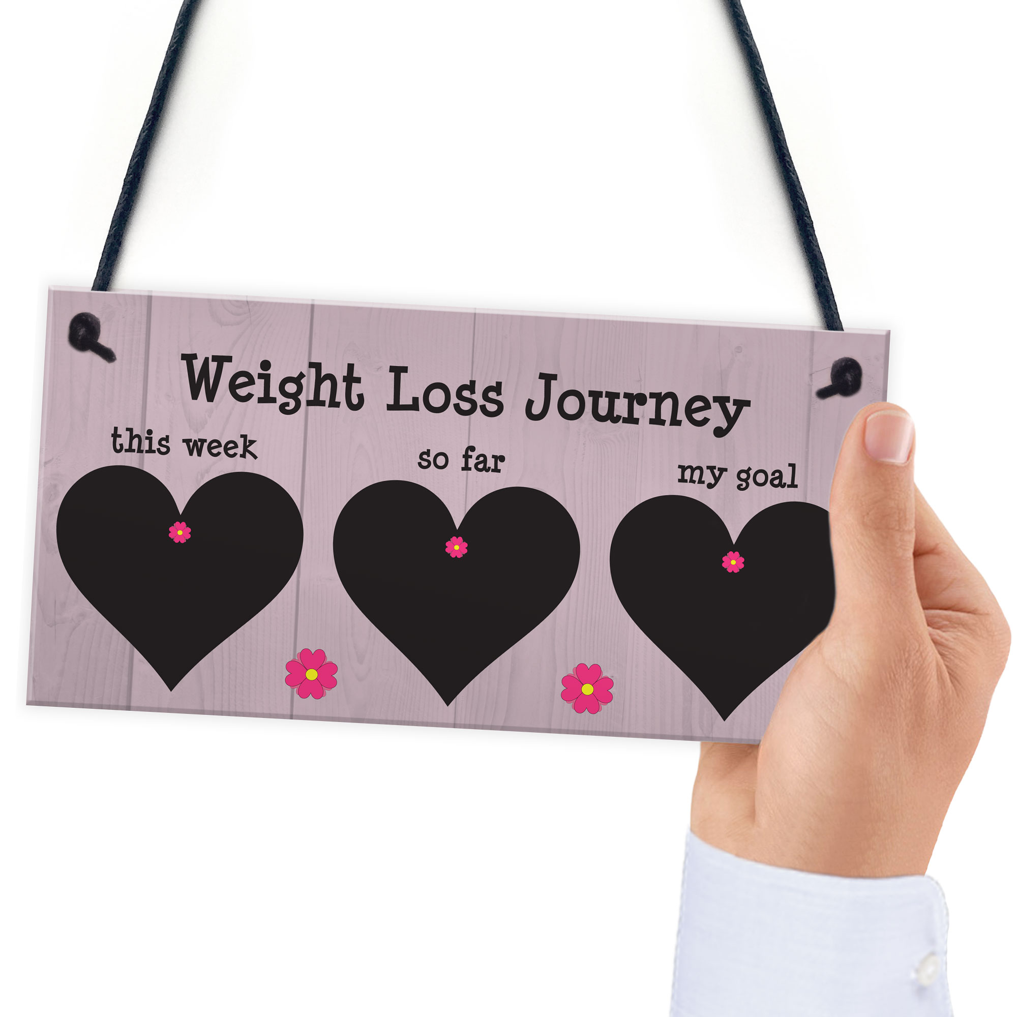 Weight Loss Tracker Chalkboard Hanging Plaque Sign