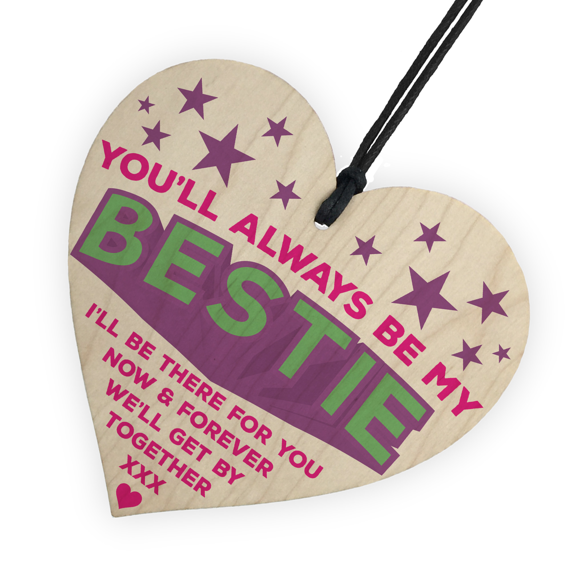 Always Be My Bestie Hanging Wooden Heart Plaque Sign Gift