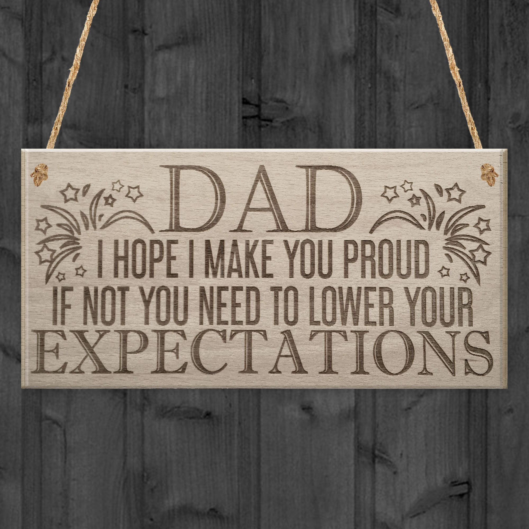 Proud Dad Expectations Funny Father's Day Present Hanging Plaque