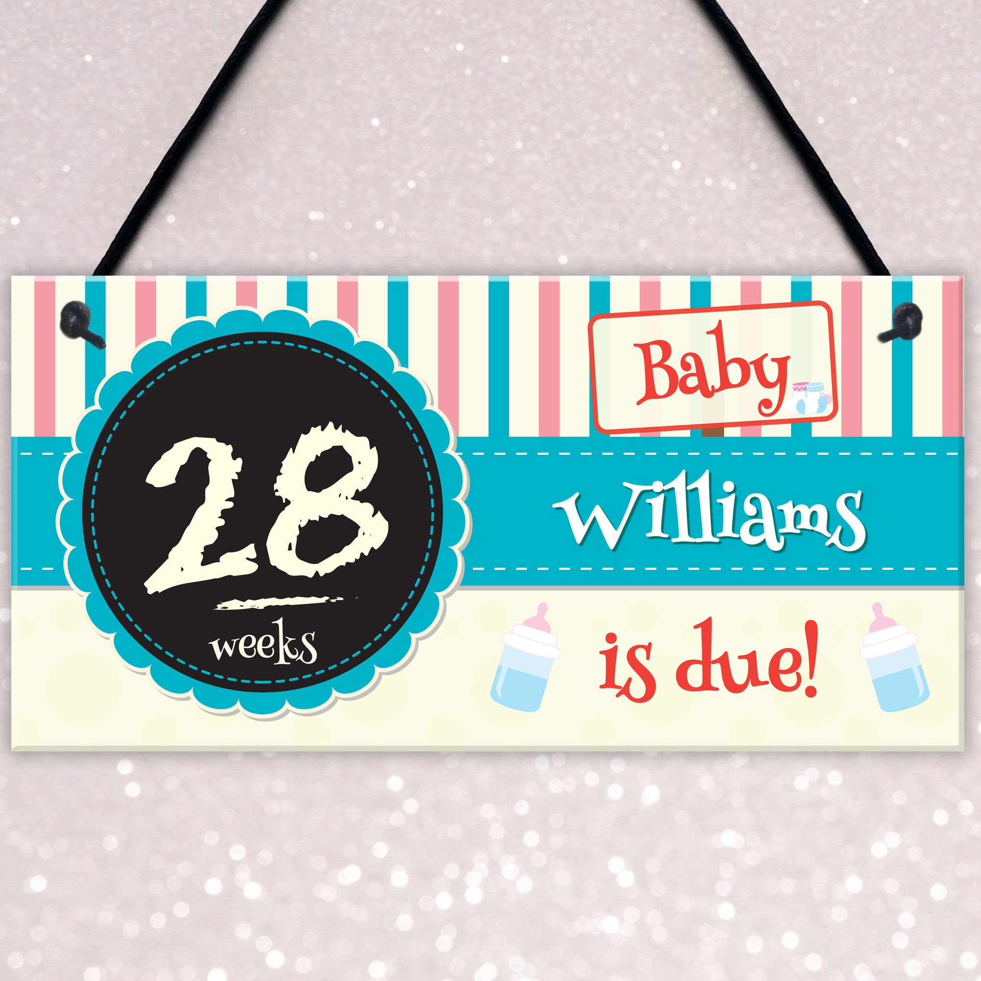 Personalised Chalkboard Baby Countdown Pregnancy Hanging Plaque