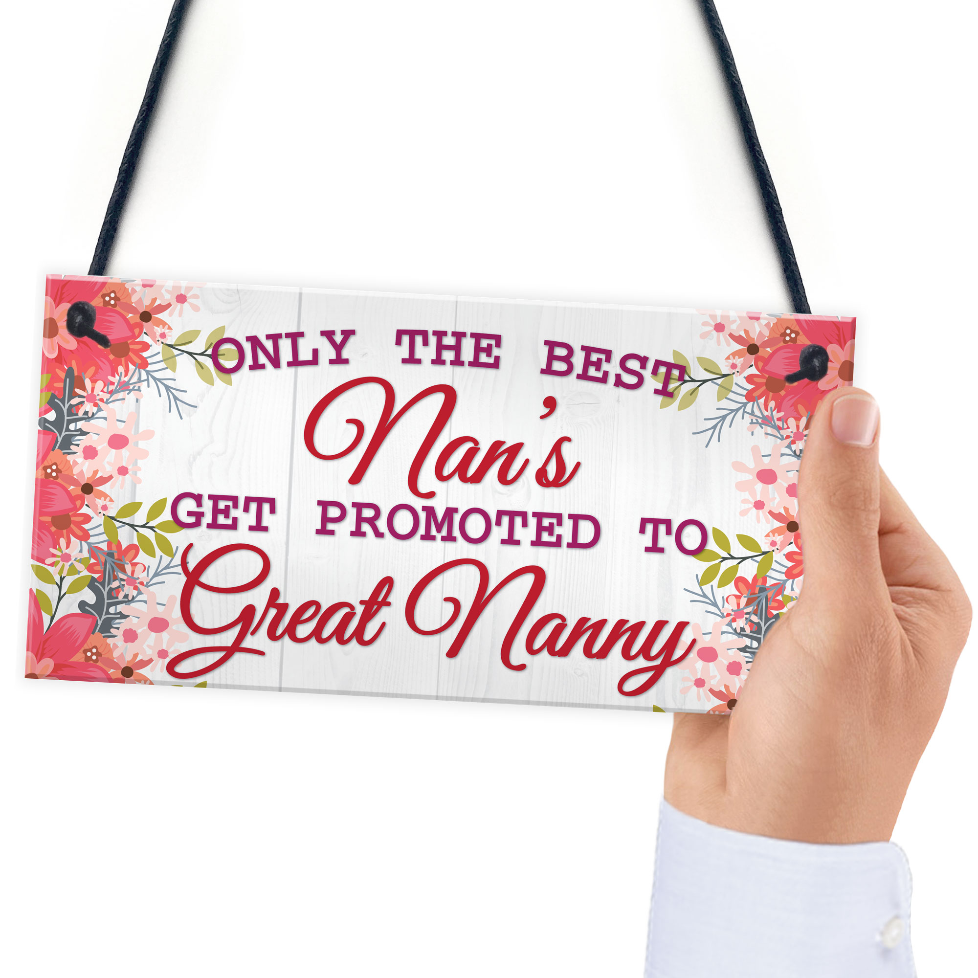 BEST NANS Promoted To GREAT NANNY Pregnancy Gift Hanging Plaque