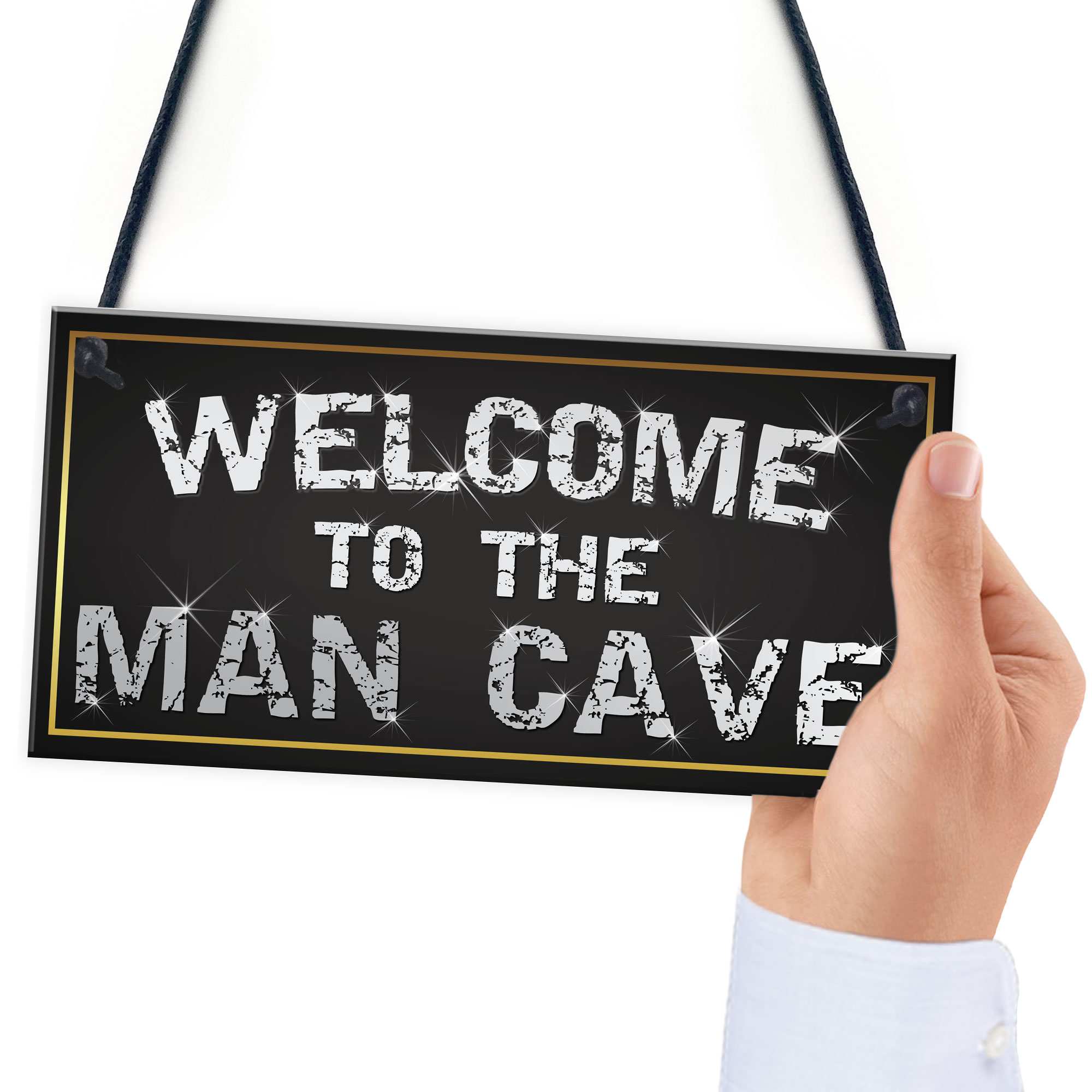 Welcome Man Cave Home Garage Shed Husband Gift Hanging Plaque