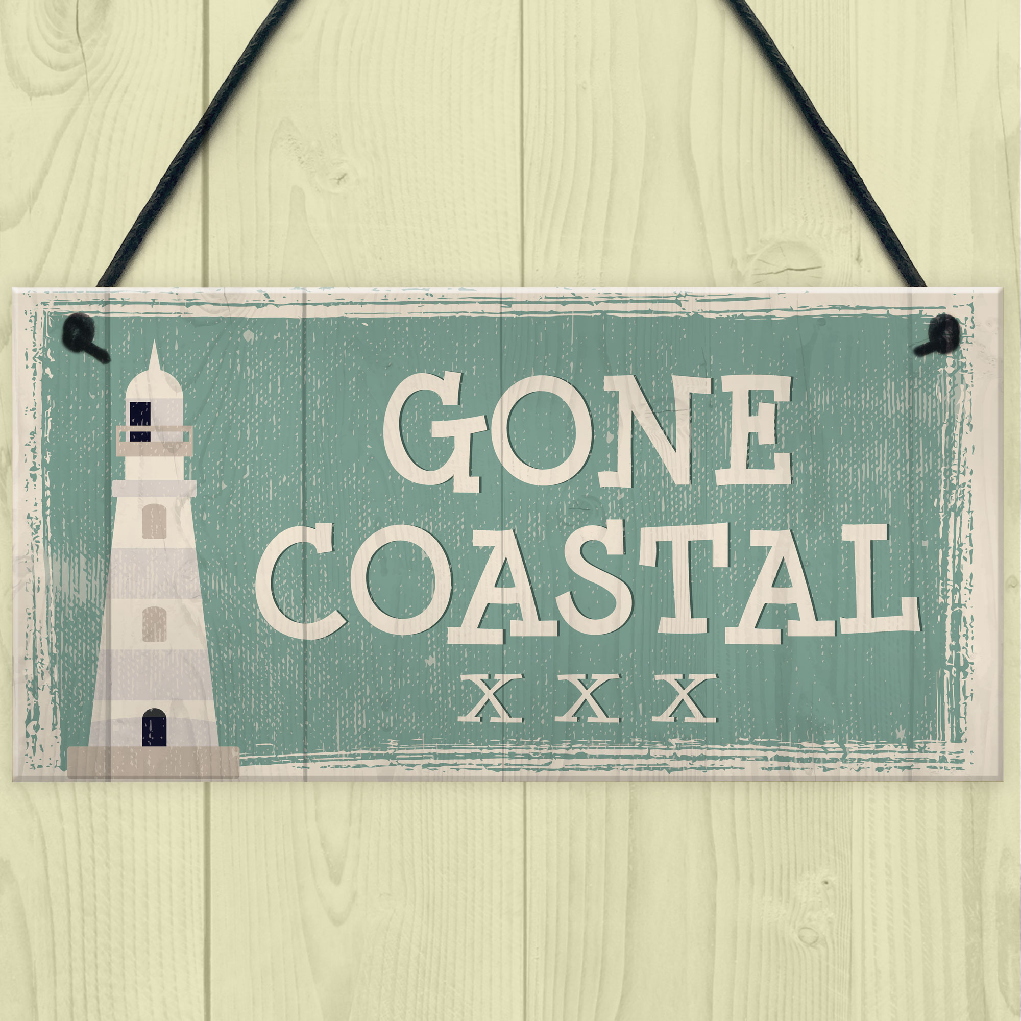 Gone Coastal Shabby Chic Sign Vintage Nautical Seaside Plaques