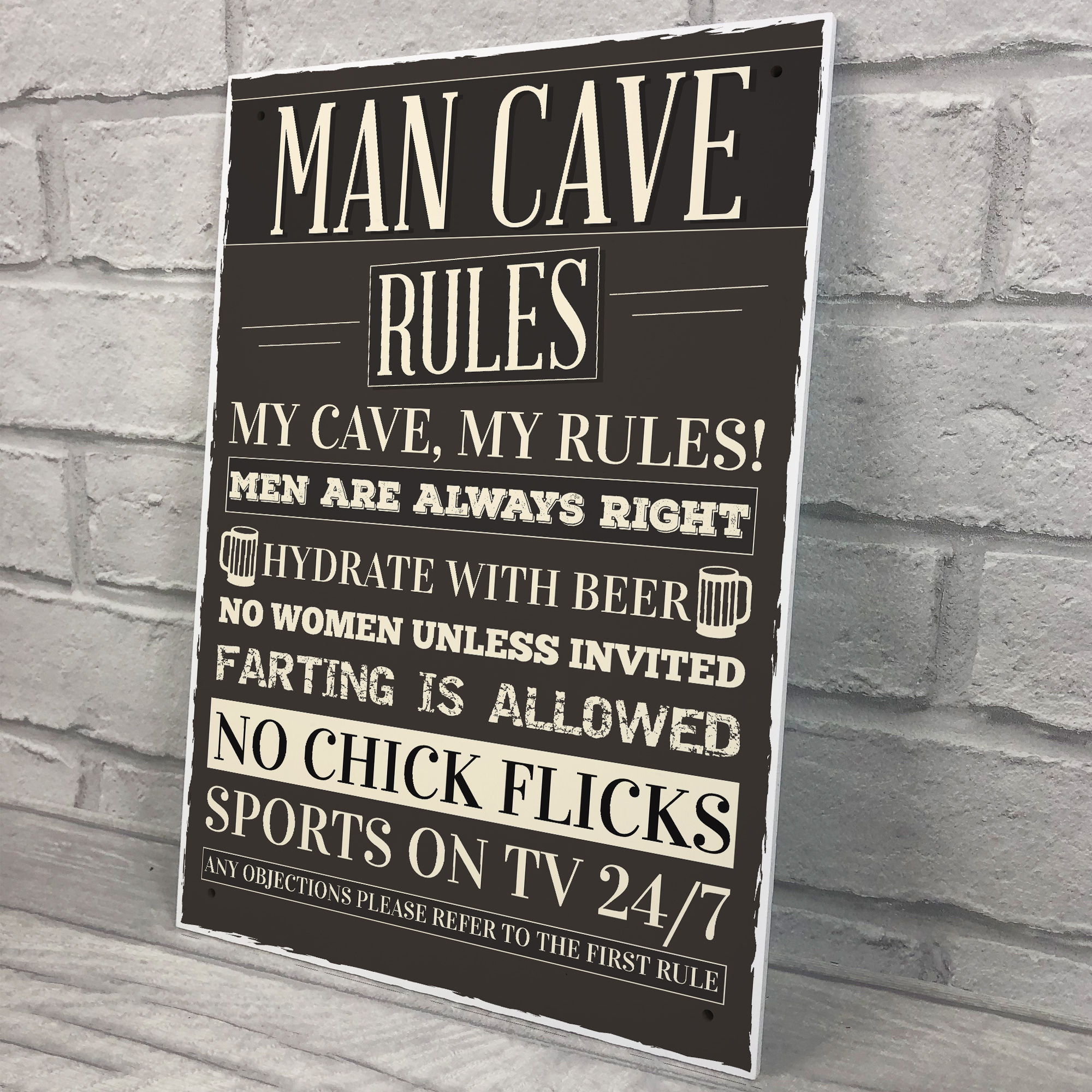 Man Cave Rules Sign Funny Father's Day Gift Man Cave Shed Signs