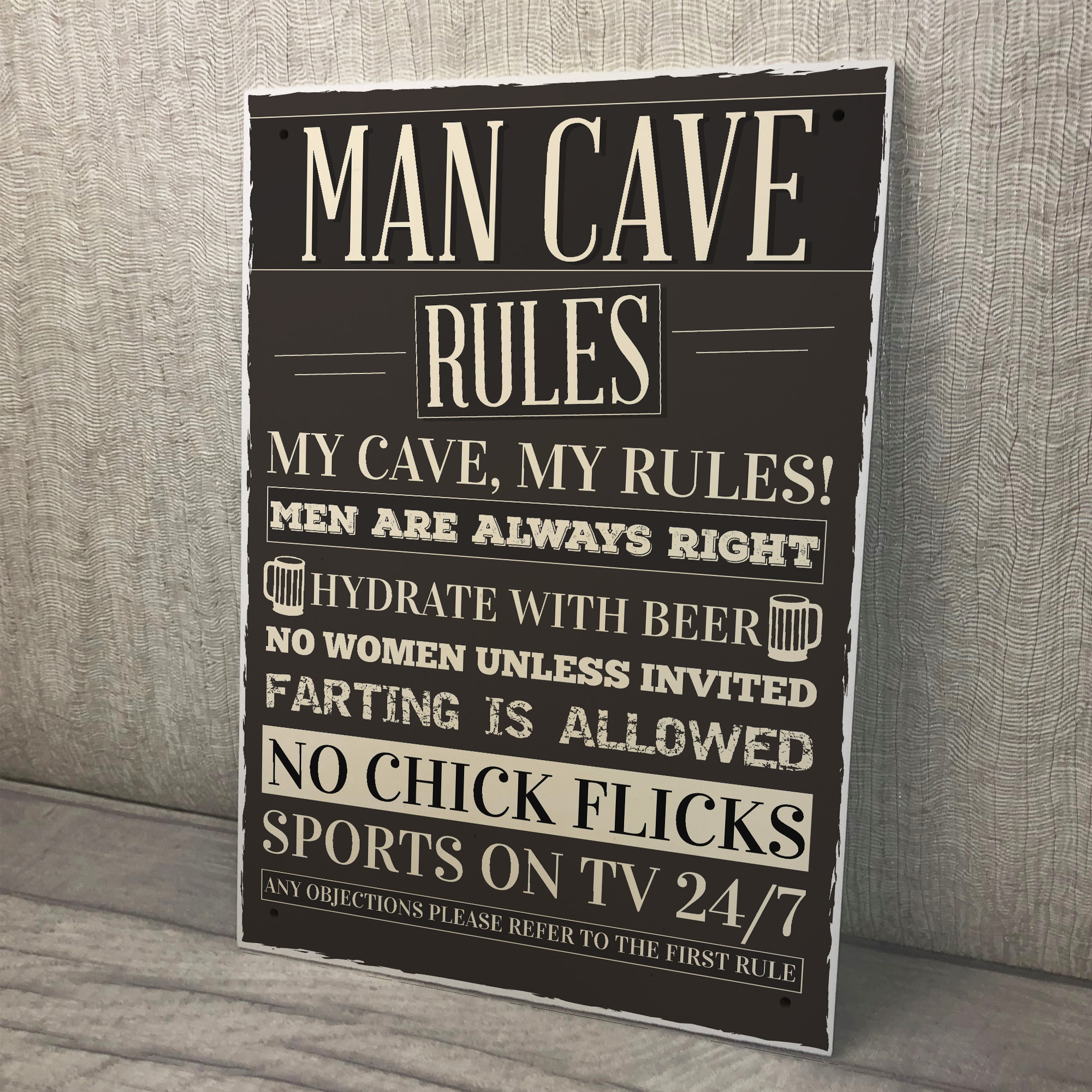 Man Cave Rules Sign Funny Father's Day Gift Man Cave Shed Signs