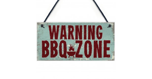Warning BBQ ZONE Barbecue Garden Bar Hanging Wall Plaque Sign