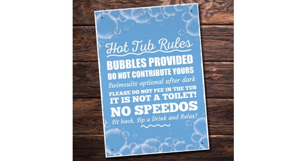 Hot Tub Rules Hanging Garden Shed Plaque Jacuzzi Pool Sign