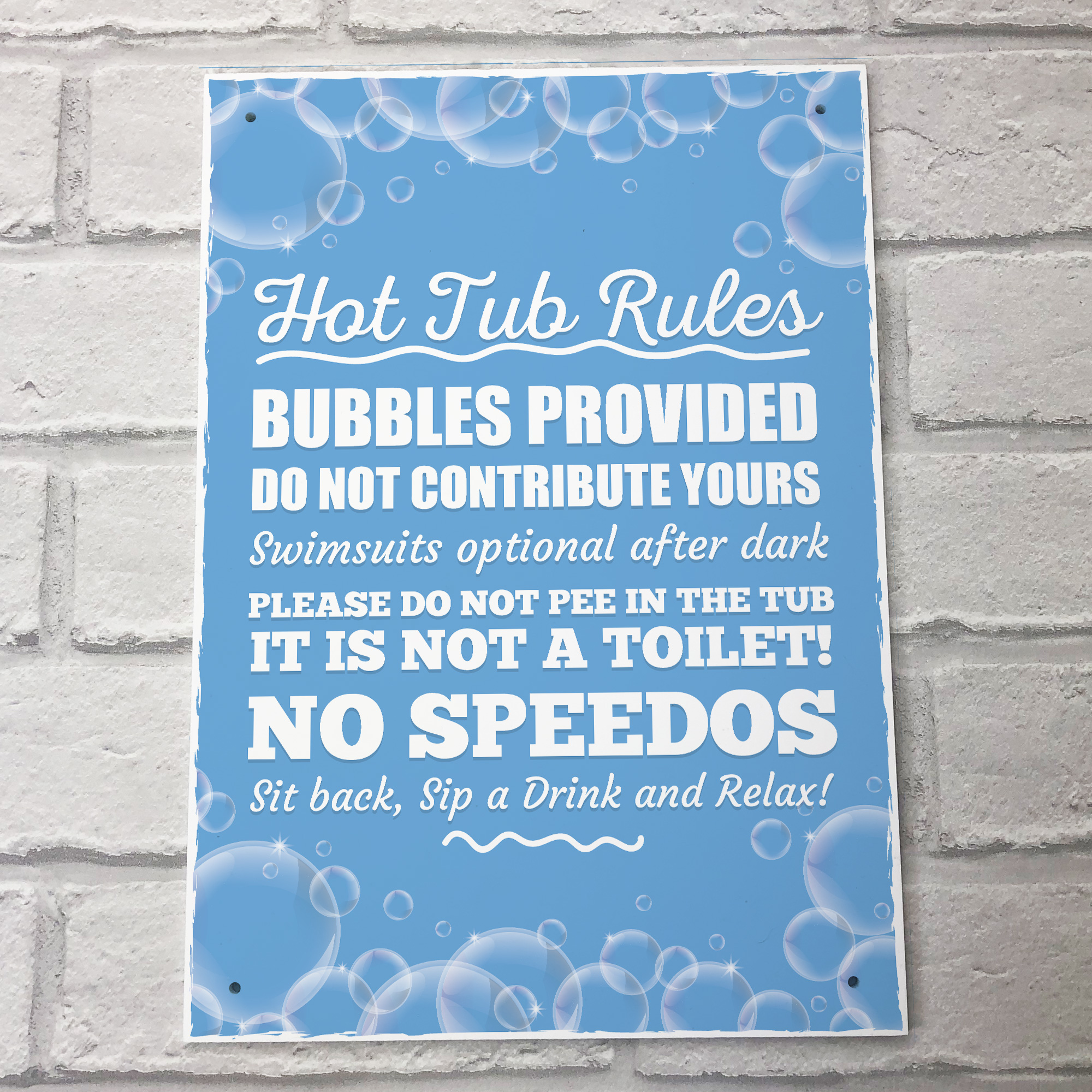 Hot Tub Rules Hanging Garden Shed Plaque Jacuzzi Pool Sign