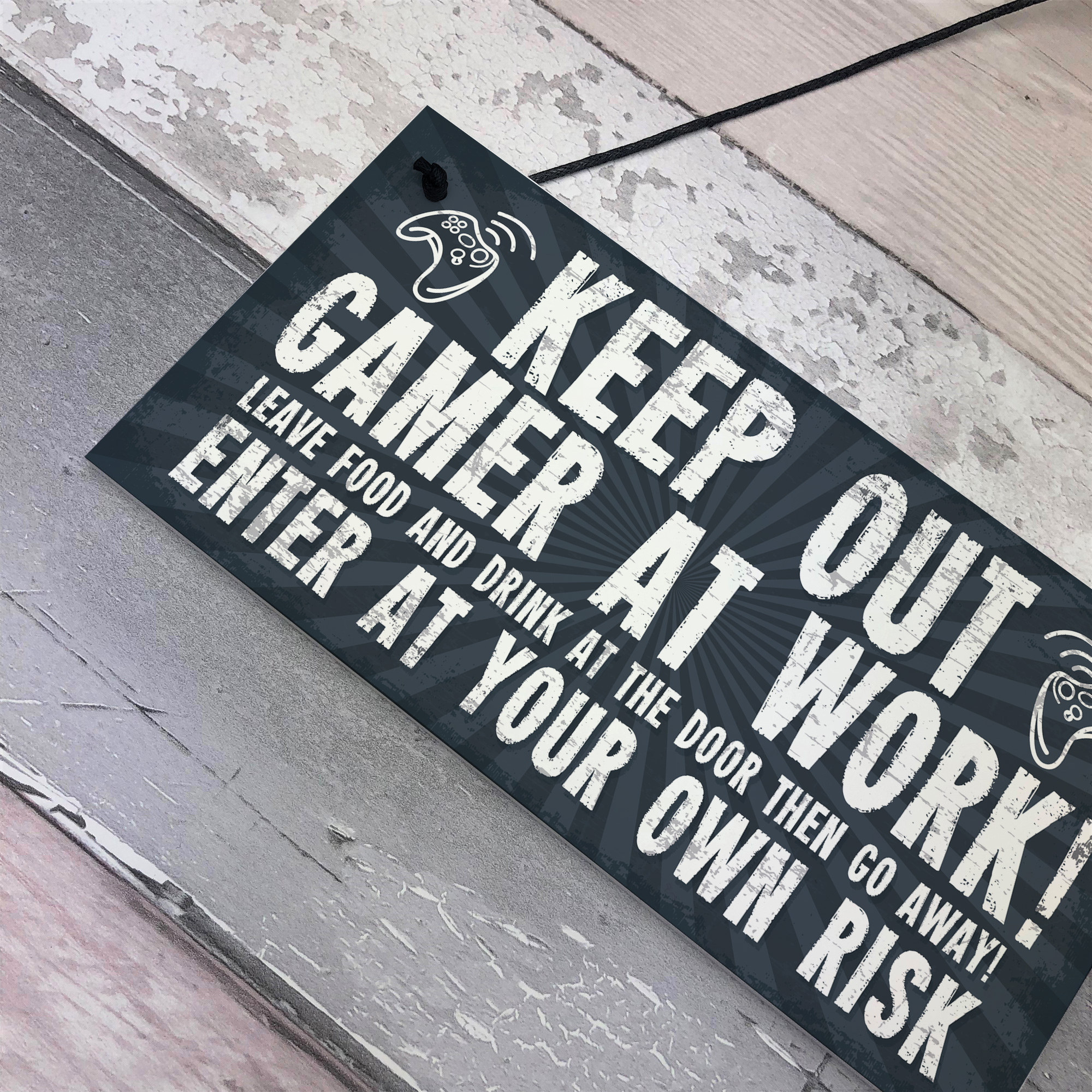 Funny Sign Keep Out Gamer At Work Man Cave Door Wall Plaque