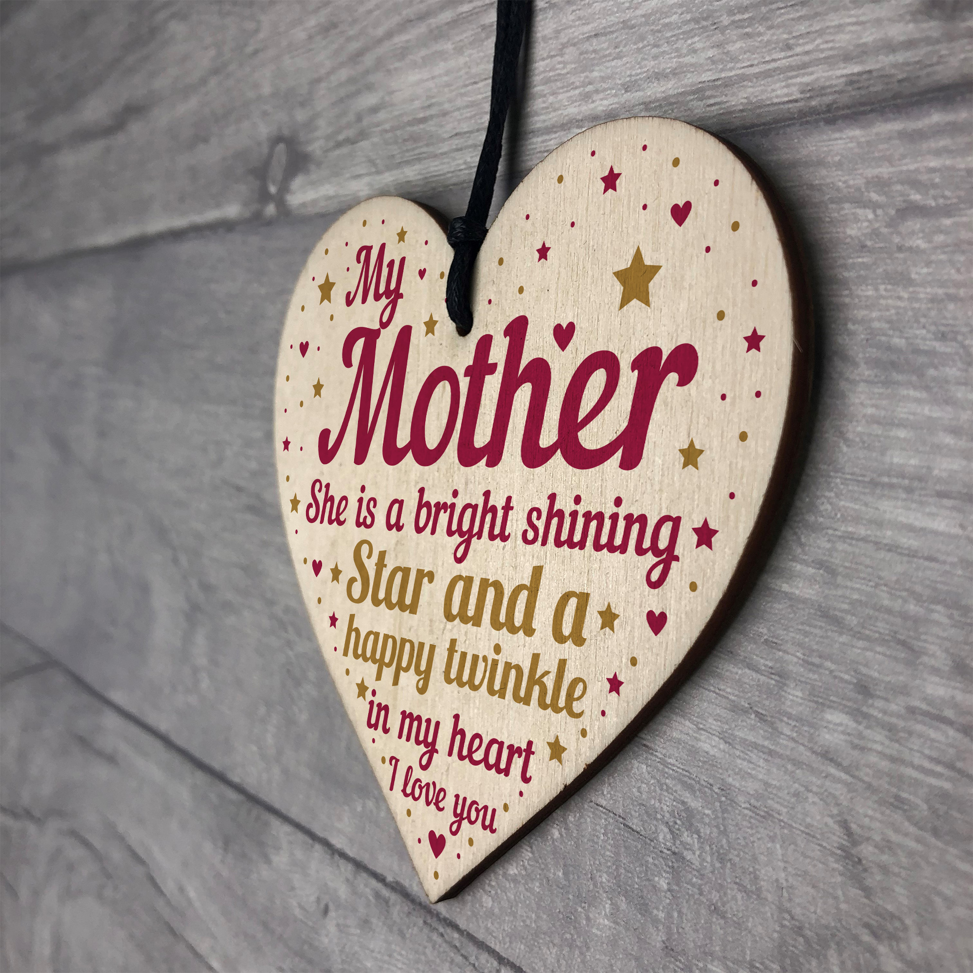 Mum Mother Memorial Wooden Heart Remembrance Plaque Keepsake