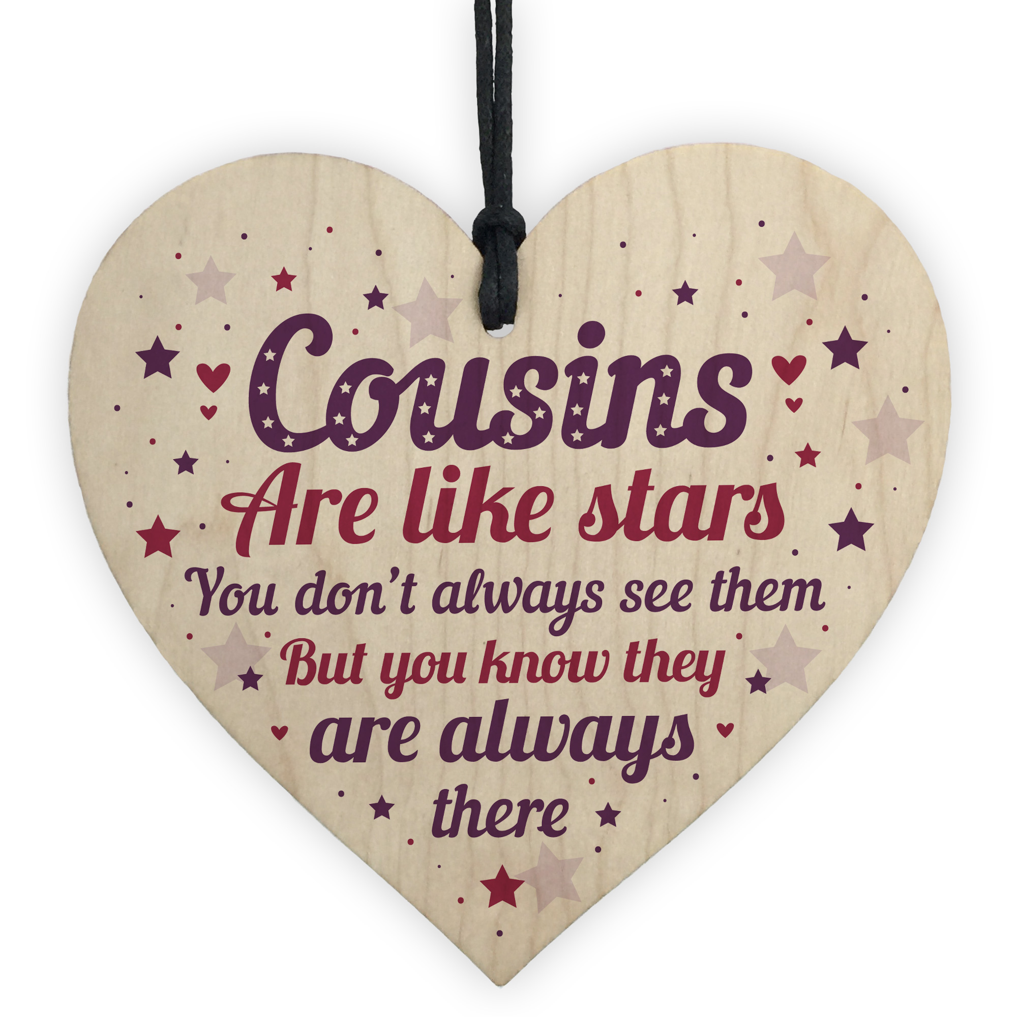 Cousin Heart Plaque Wooden Cousin Birthday Card Male Female Sign