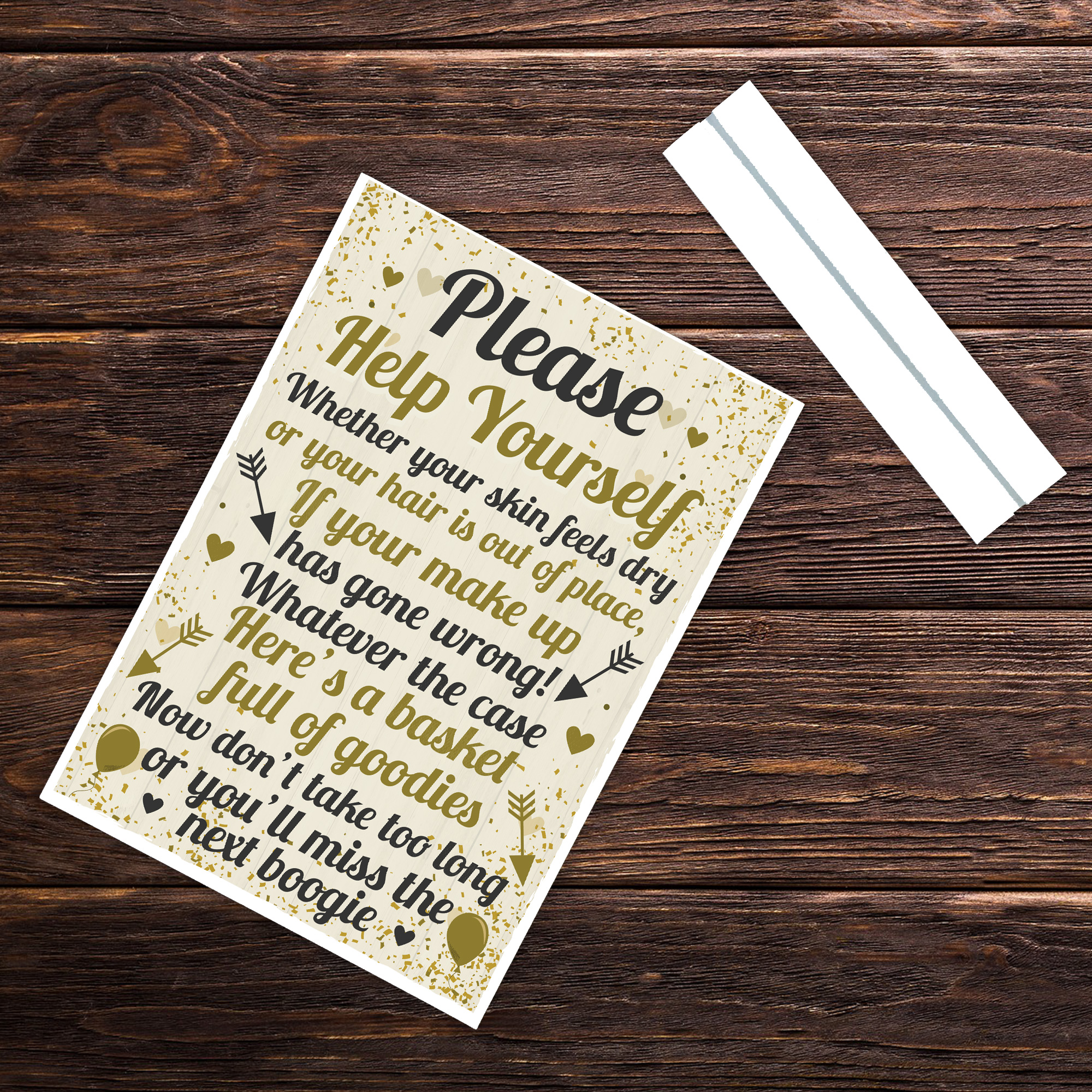 Toiletries Sign Wedding Table Decoration Standing Party Sign