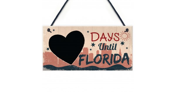 Chalkboard Holiday Countdown To FLORIDA America USA Hanging Sign