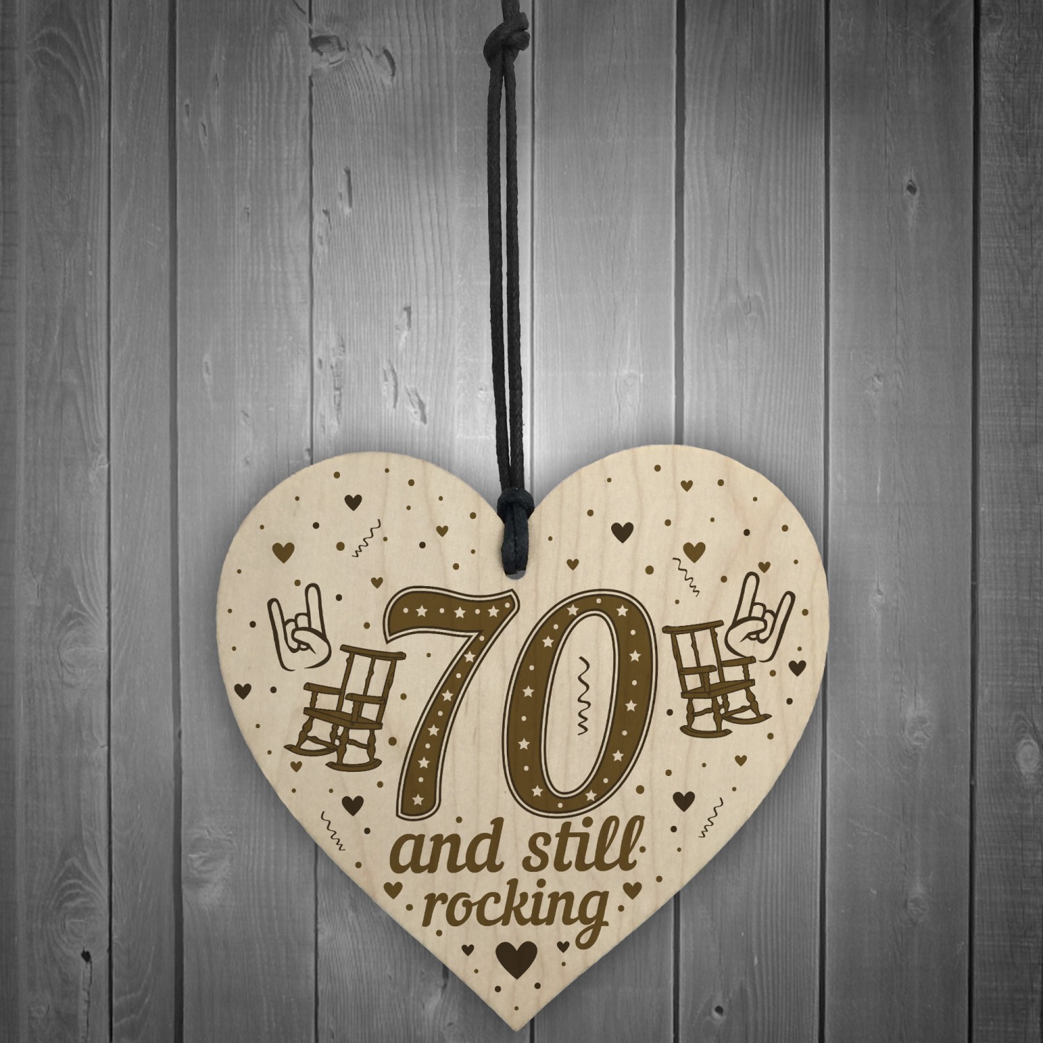 70th Birthday Gift For Mum Dad Nan Grandad Wood Heart Funny 70th
