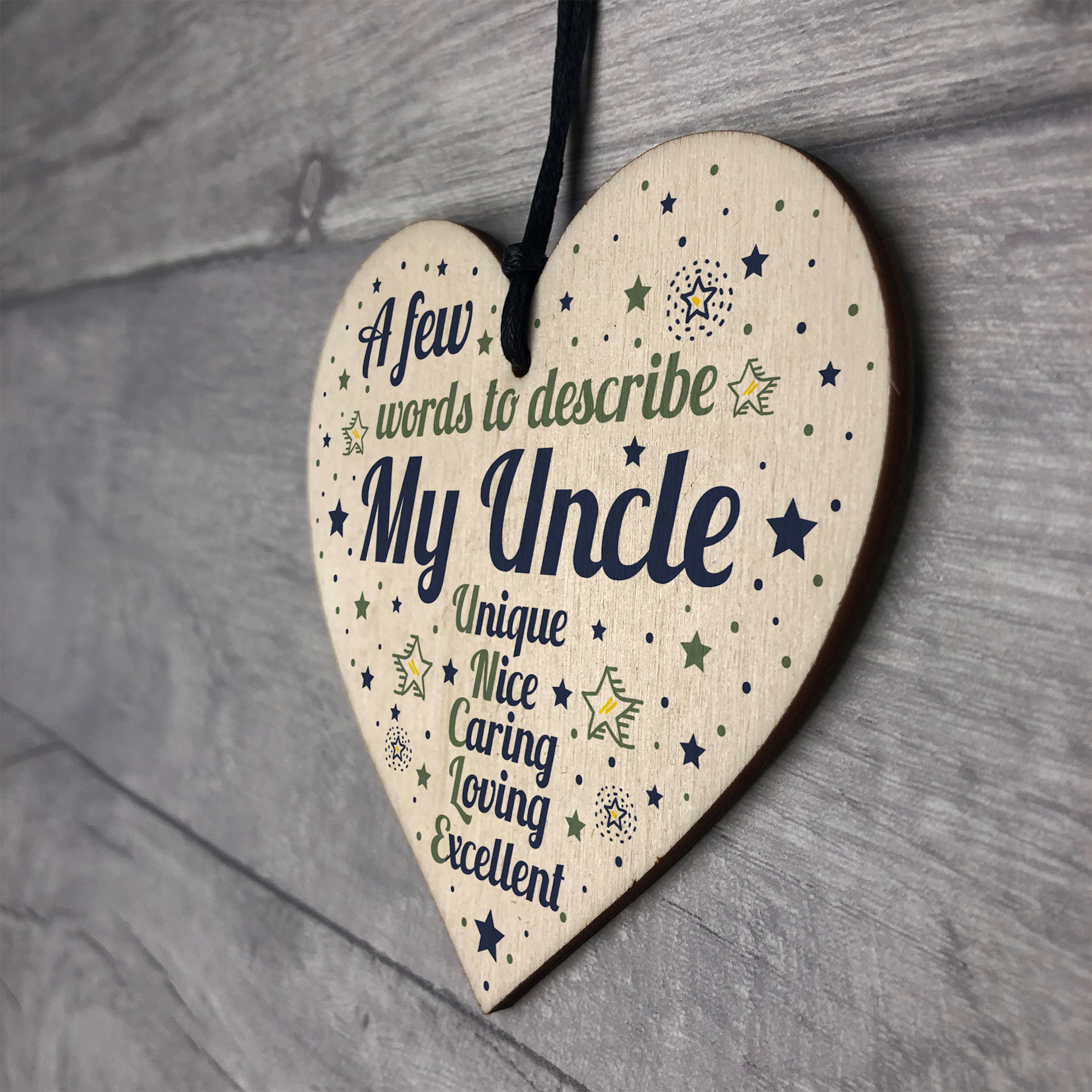 Words To Describe My Uncle Wooden Heart Uncle Birthday Gifts