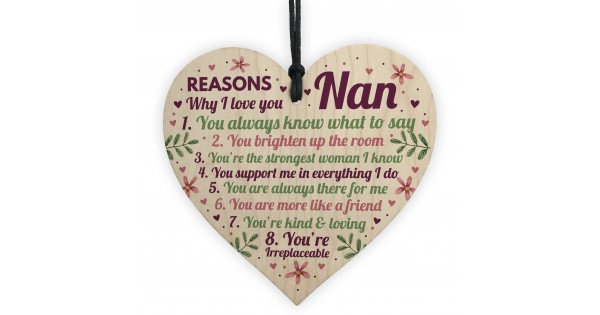 Why I Love You Nan Gifts Wooden Heart Nan Cards From Grandson