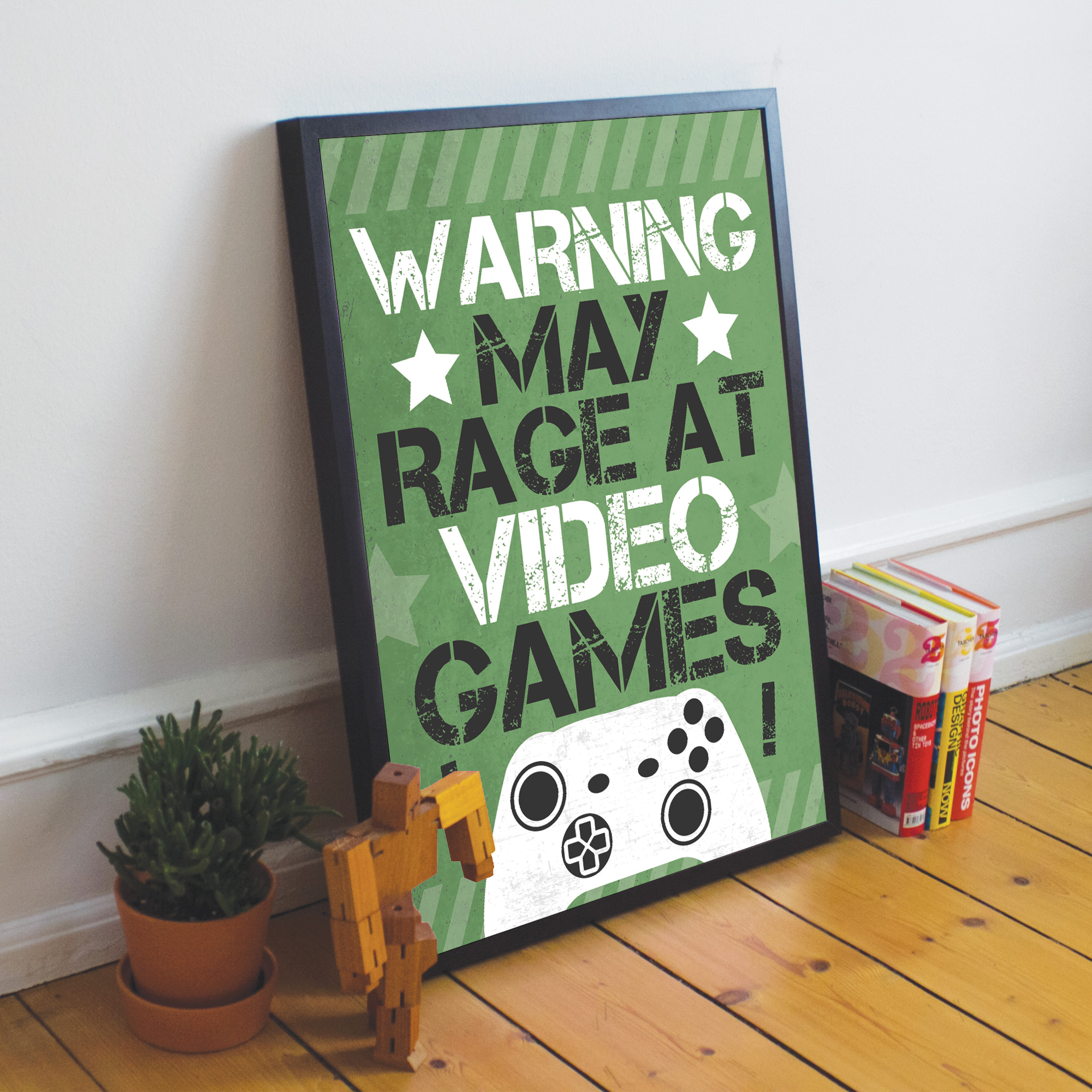Funny Gaming Framed Print Gaming Sign For Wall Boys Bedroom Sign