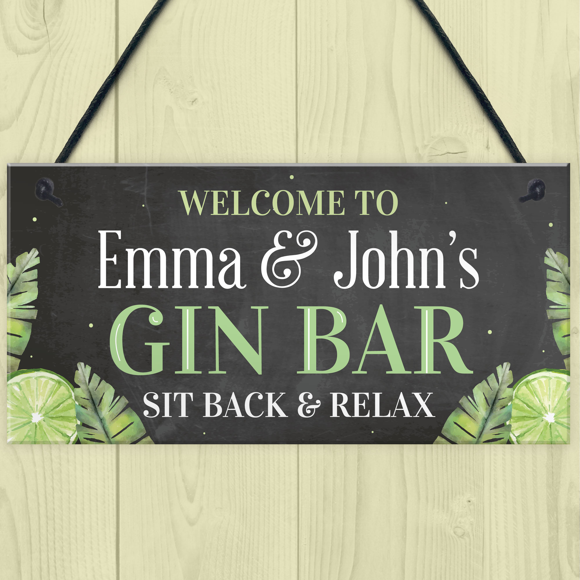 Quirky Gin Bar Sign PERSONALISED Gin Bar Sign Home Bar Signs