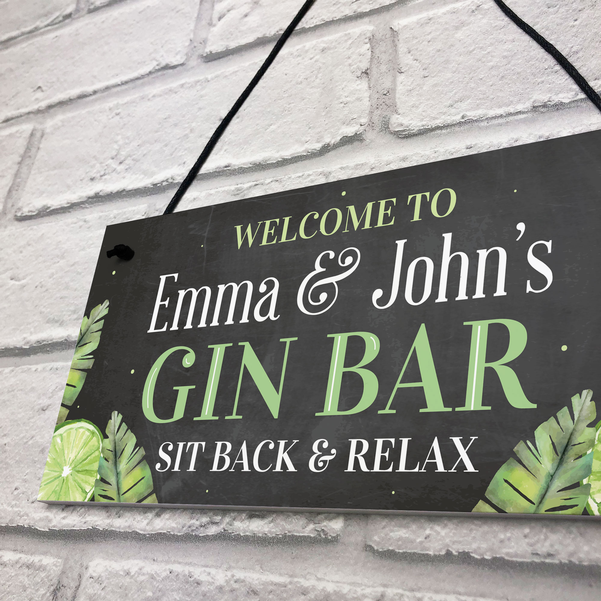Quirky Gin Bar Sign PERSONALISED Gin Bar Sign Home Bar Signs