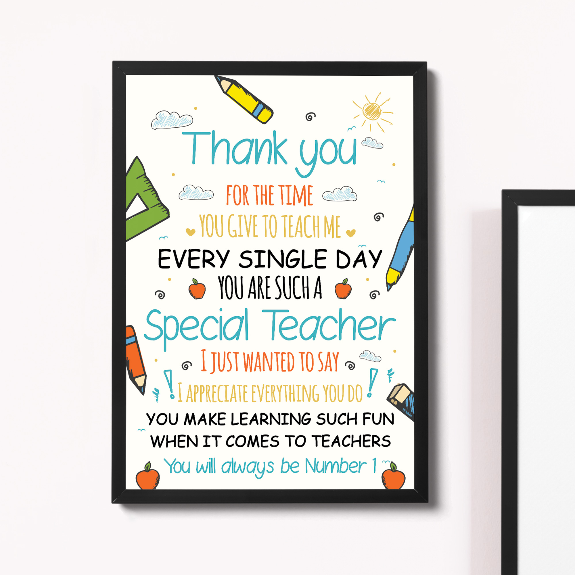 Framed Teacher Gift Thank You Poem Teacher Teaching Assistant