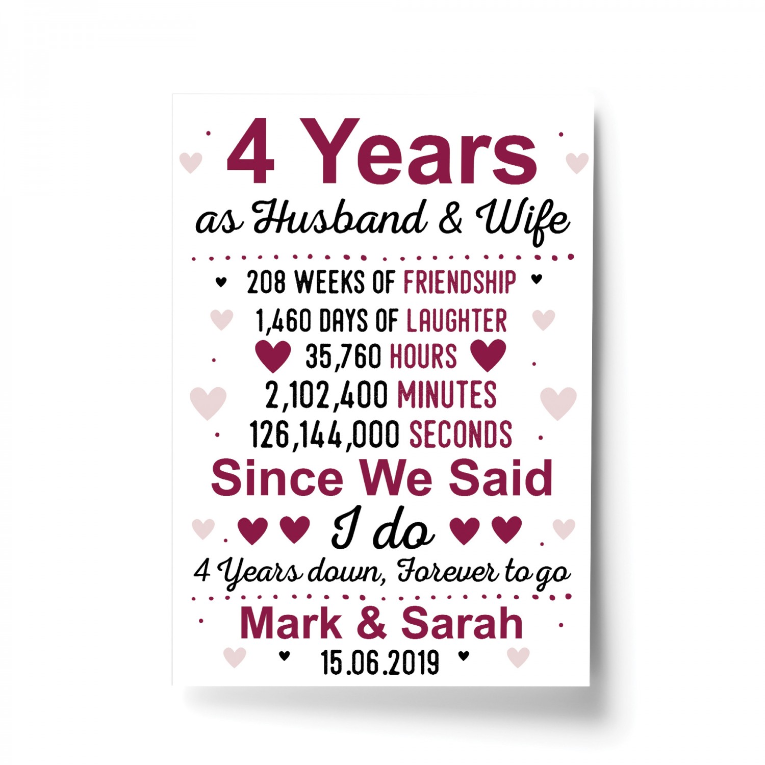 4th Wedding Anniversary Gift