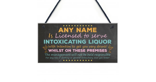 Personalised Pub Bar Shed Licensee Sign Man Cave Shed BBQ Sign