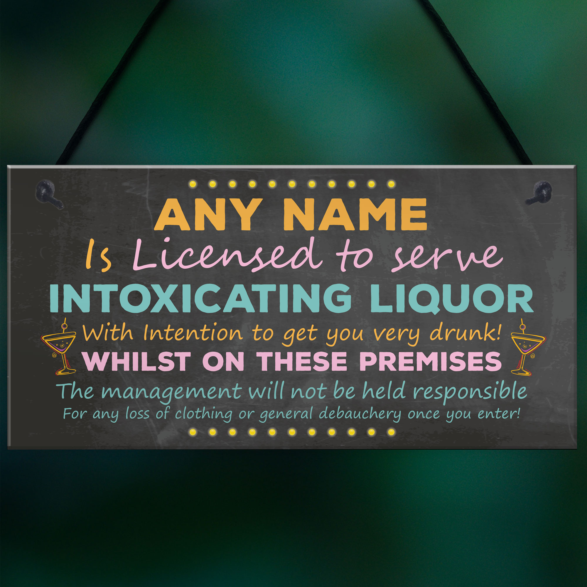 Personalised Pub Bar Shed Licensee Sign Man Cave Shed BBQ Sign