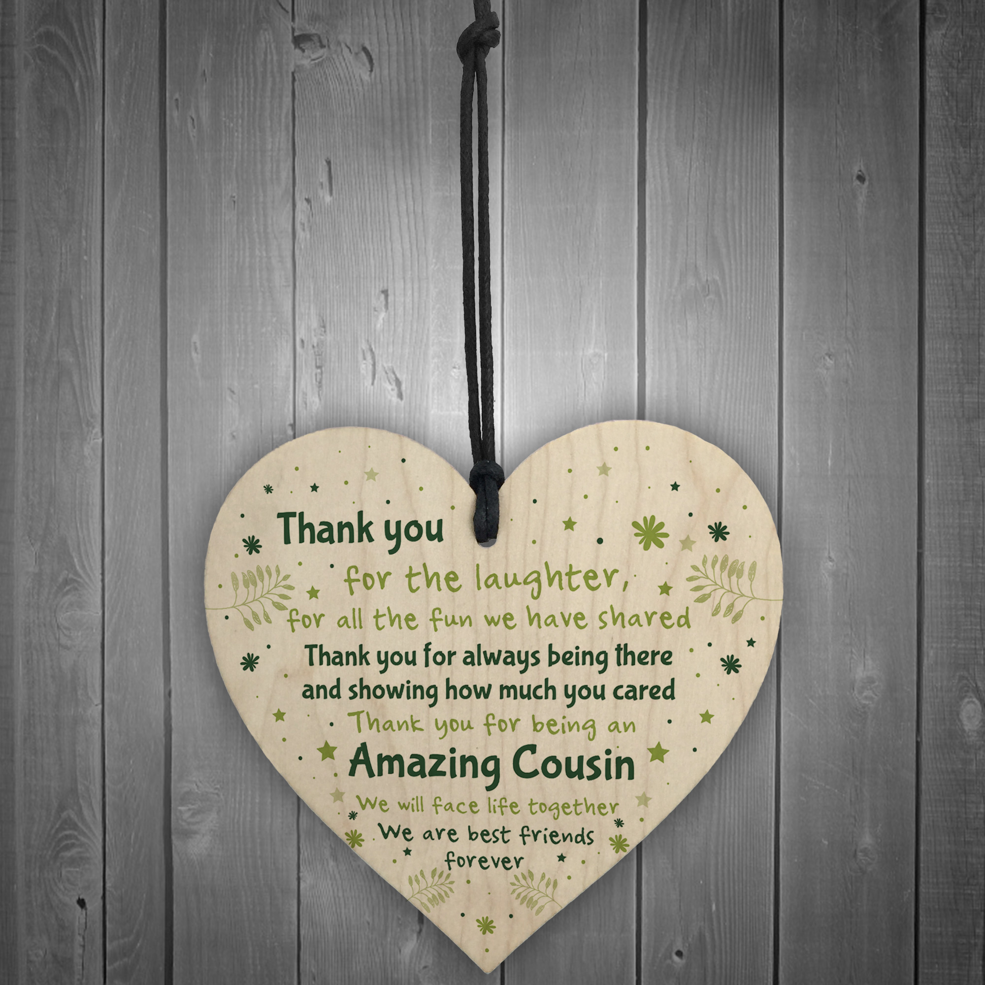 Thank You Gift For Cousin Wood Heart Cousin Birthday Christmas