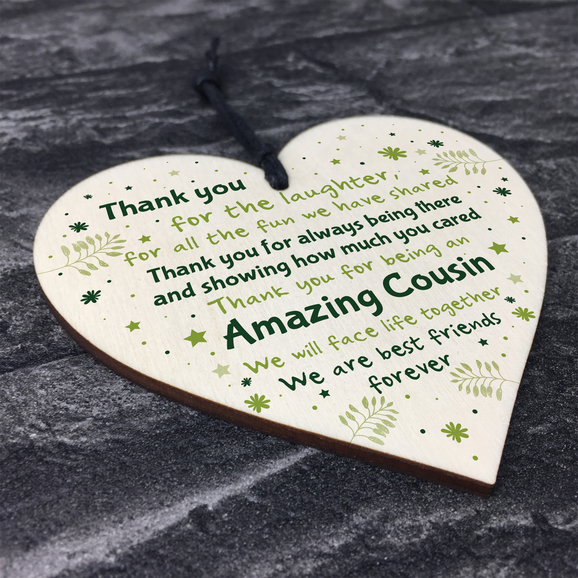 Thank You Gift For Cousin Wood Heart Cousin Birthday Christmas