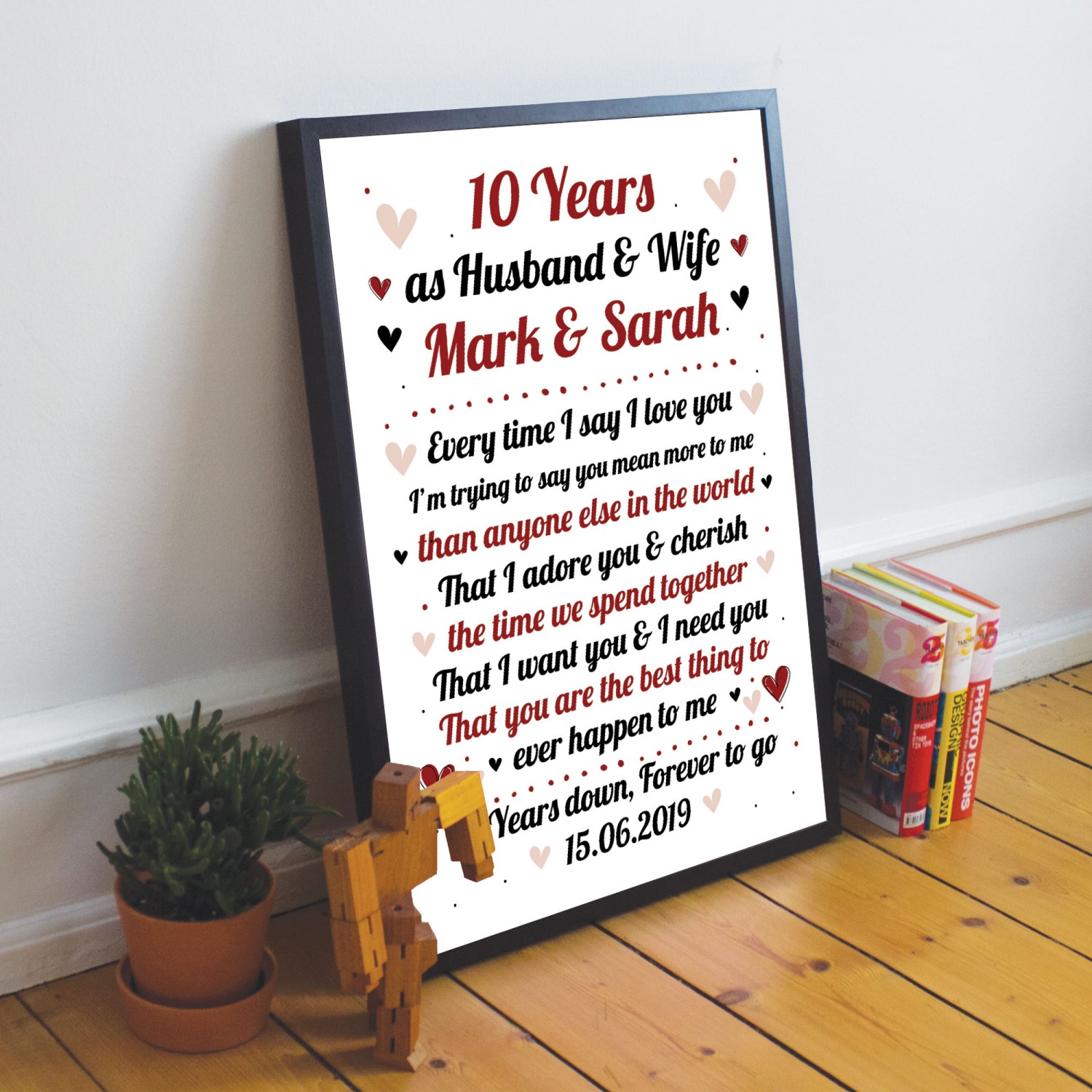 10th Wedding Anniversary Gift For Husband Or Wife Framed Print 10th Wedding Anniversary Gift For Husband Or Wife Framed Print