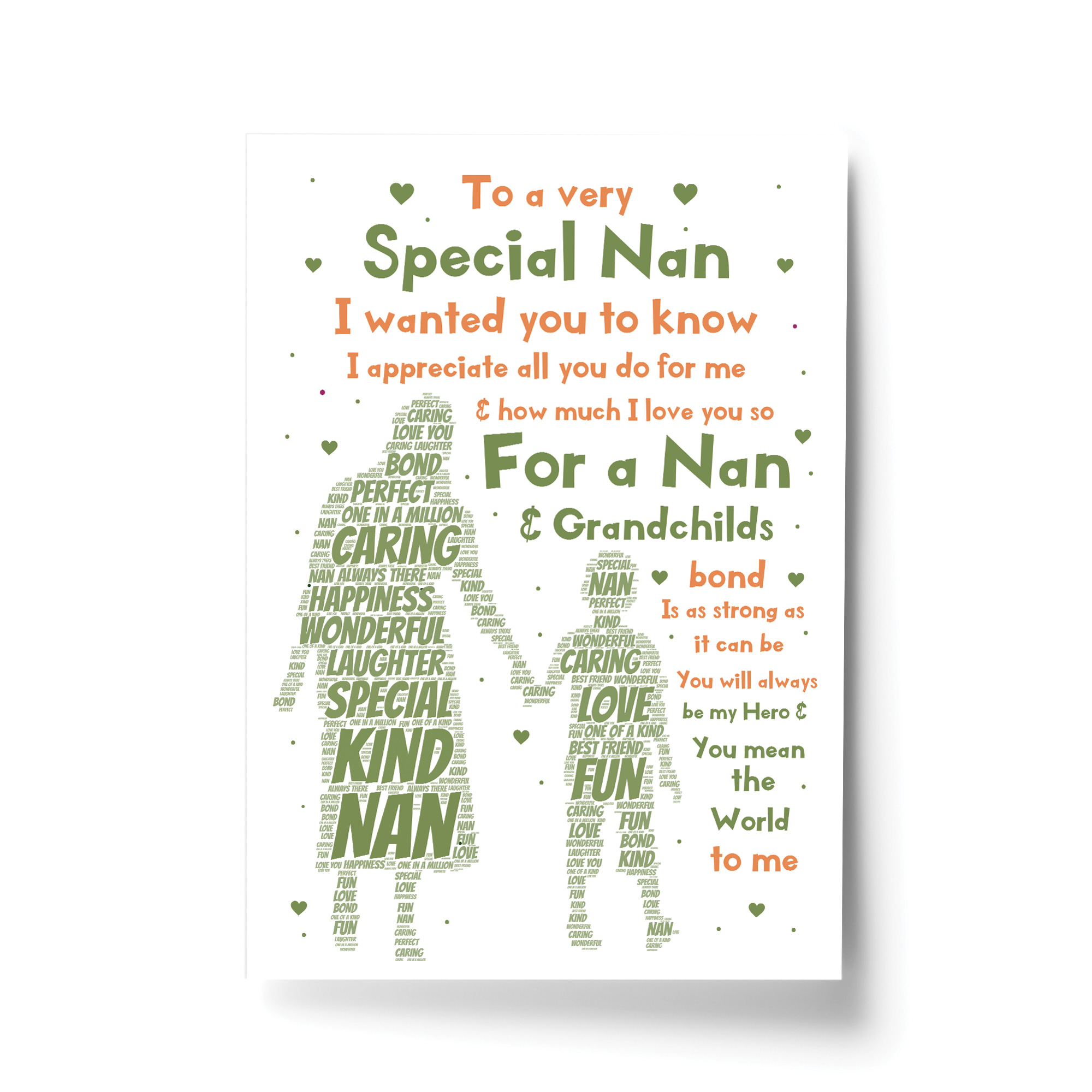 Nan Gift Nan Poem Print Nan Birthday Xmas Gift From Grandchild