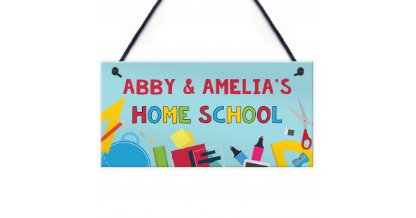 Home School Sign Personalised Hanging Door Sign Classroom Sign