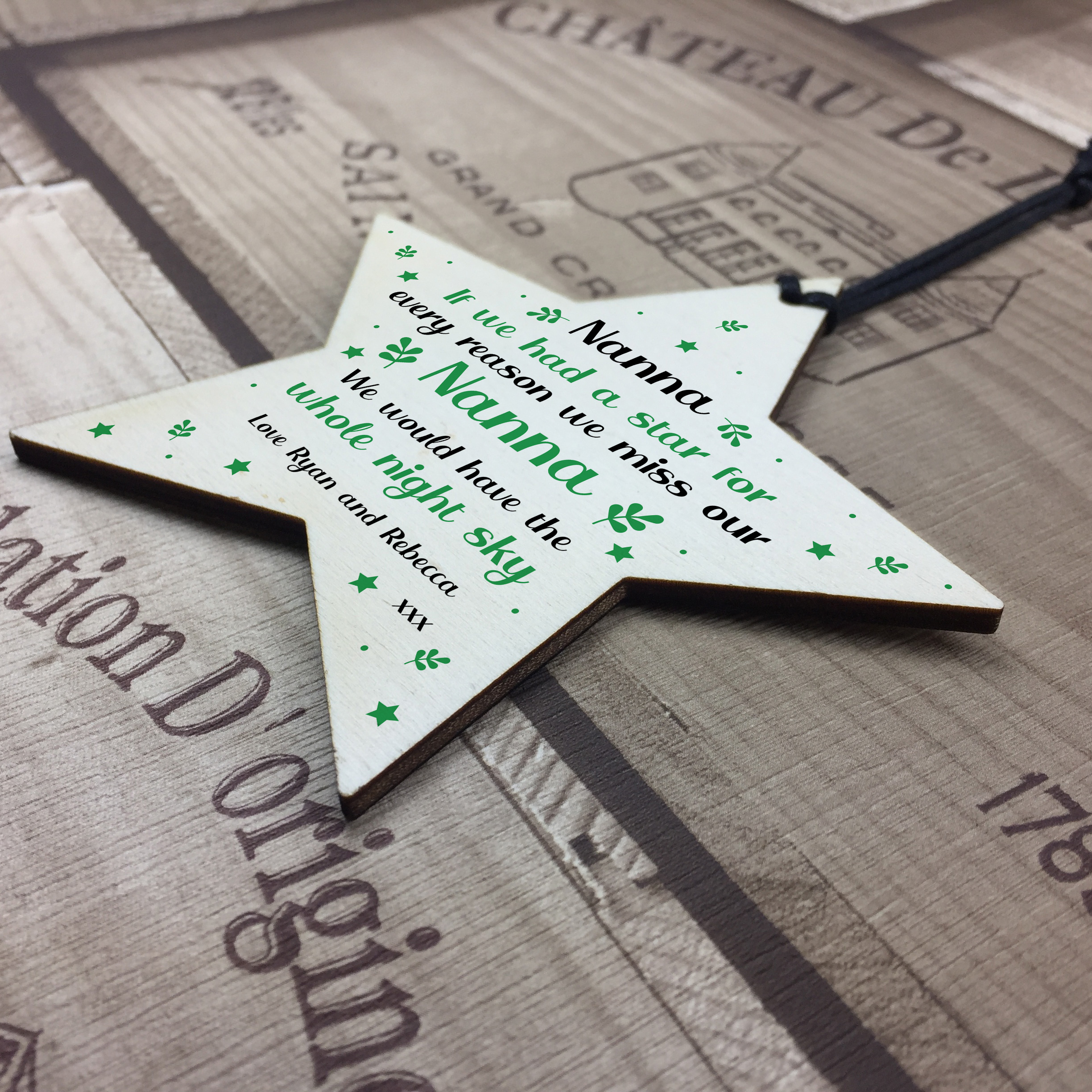 Nanna Christmas Birthday Gift Hanging Wooden Star Sign