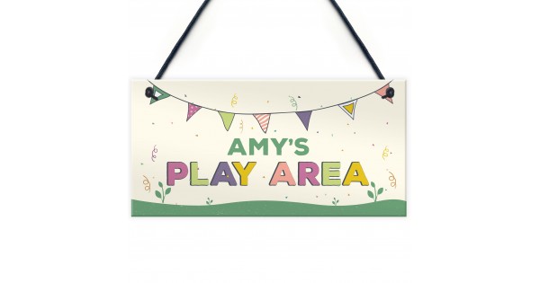 Childs Play Area Sign Personalised Garden Shed Hanging Sign