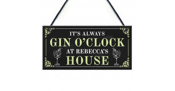 Personalised Gin O'Clock Sign Home Bar Man Cave Gifts Bar Sign