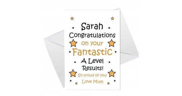 Personalised A Level Results Card Congratulations Card