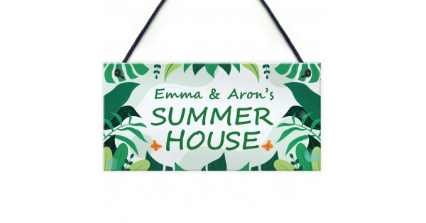 Summer House Decor PERSONALISED Hanging Sign For Garden