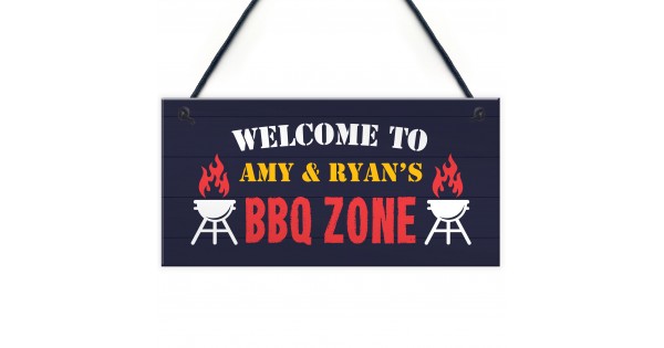 BBQ ZONE Sign BBQ Signs For Outside Garden Personalised