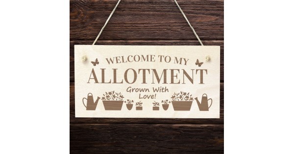 Allotment Sign Engraved Wooden Plaque For Garden Shed