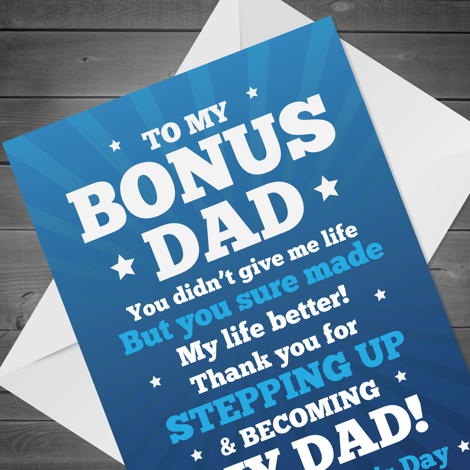 STEP DAD CARD For Fathers Day Thank You Card For Step Dad