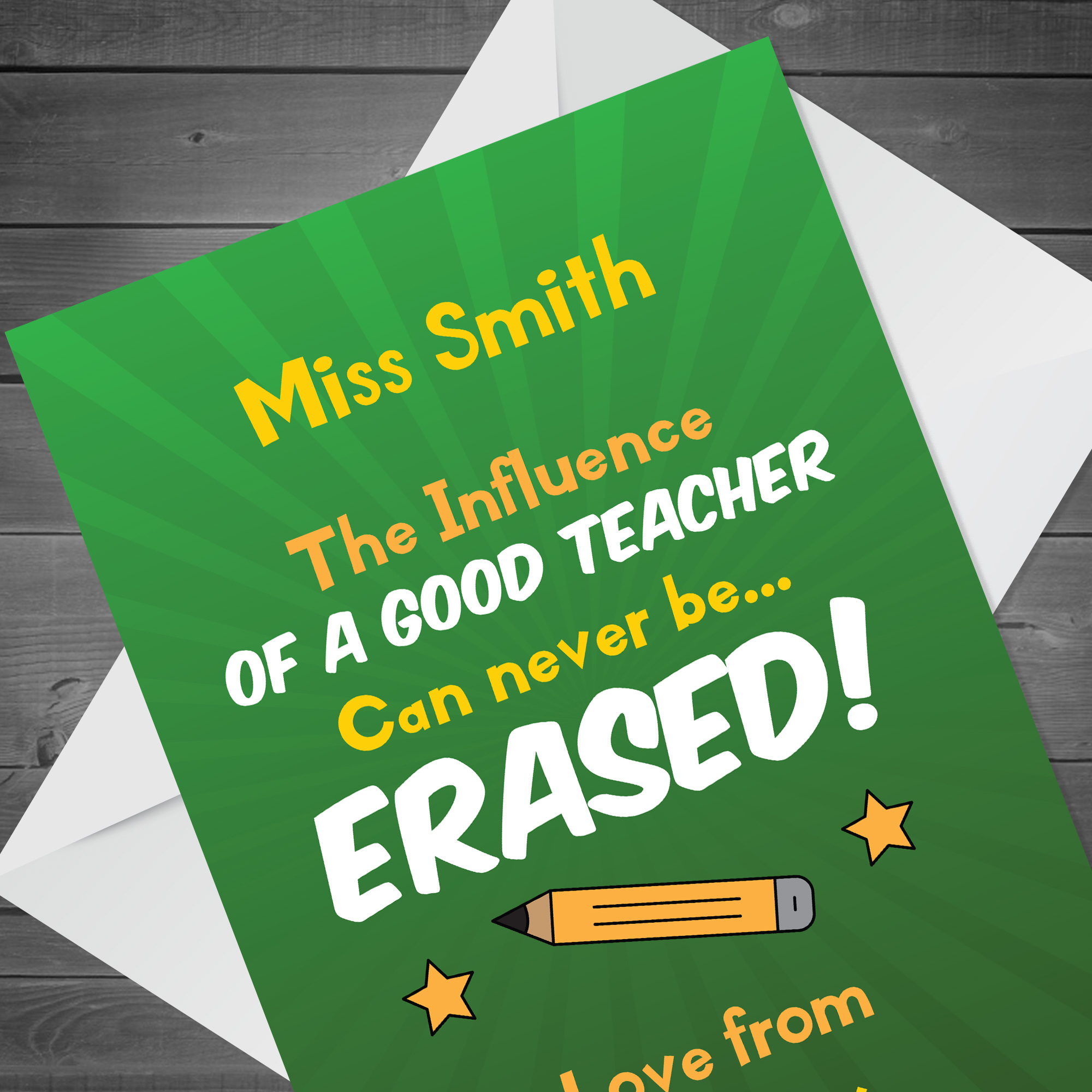 Personalised Teacher Card Thank You From Student Leaving Goodbye