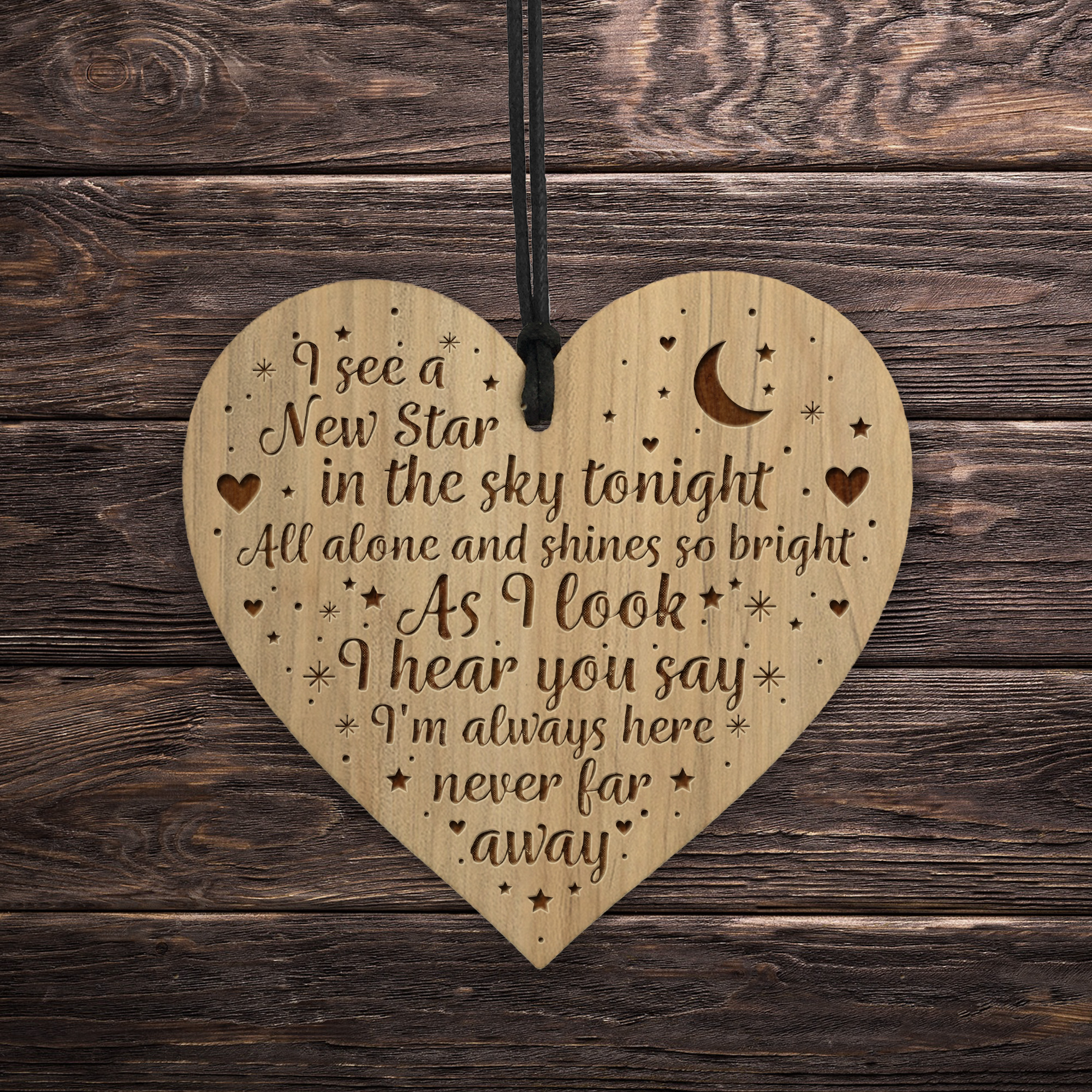 Engraved Memorial Hanging Decoration Wooden Plaque In Memory