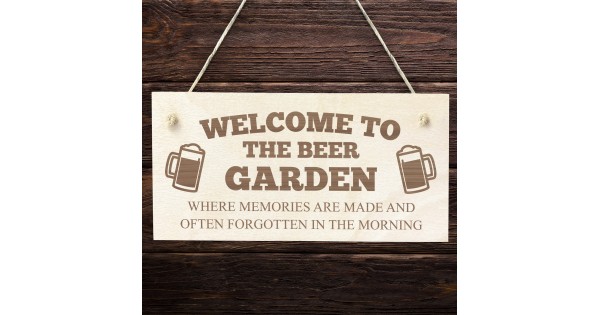 BEER GARDEN Sign Engraved Wall Sign Beer Gift Bar Signs