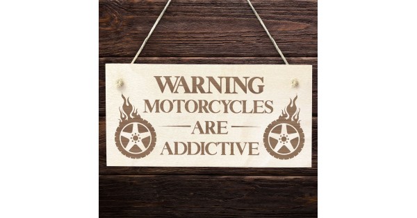Funny Motorcycle Sign Engraved WARNING Motorcycle Gift Man Cave