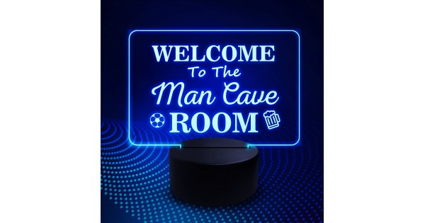LED Man Cave Sign 16 Colour Light Up Plaque For Boys Room