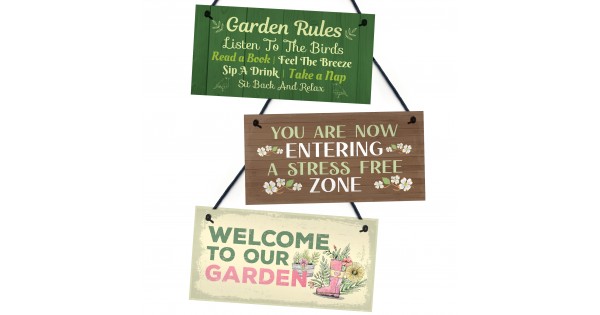 3 Piece Garden Signs And Plaque Hanging Wall Sign For Garden