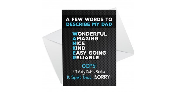 Words To Describe My Dad Funny Fathers Day Birthday Card