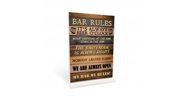 Bar Rules Sign Standing Sign For Home Bar Pub Man Cave Shed