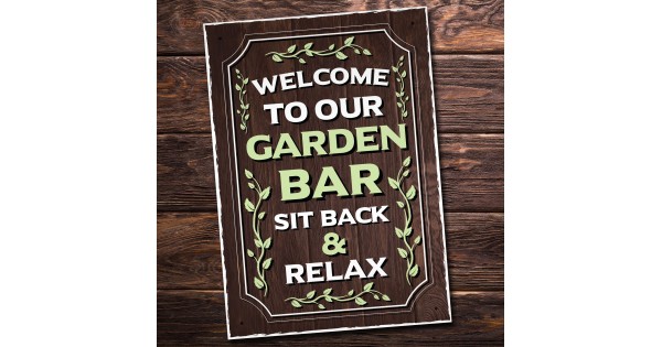 GARDEN BAR Sign For Outdoor Hanging Wall Decor Bar Signs